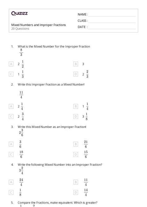 Comparing Improper Fractions