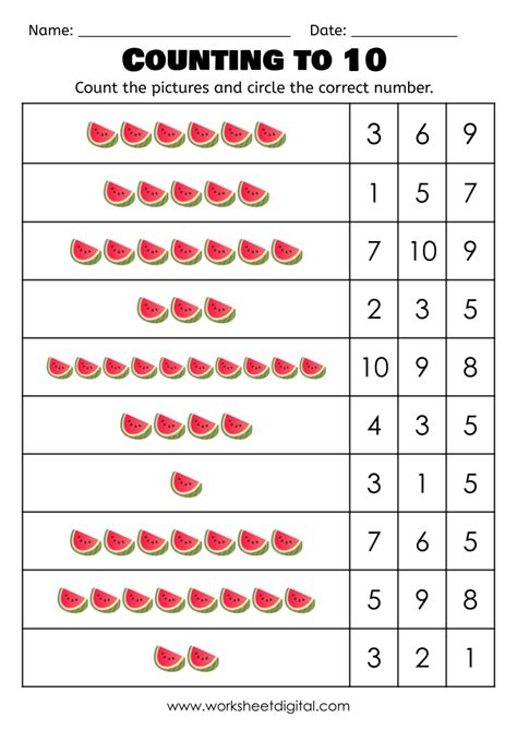 Counting To 10 Summer Worksheet