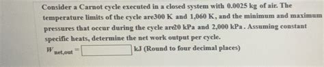 solved consider a carnot cycle executed in a closed system