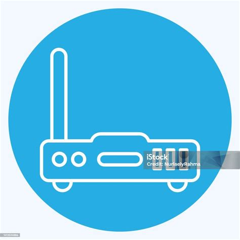 아이콘 라우터 컴퓨터 구성 요소 기호에 적합합니다 파란 눈 스타일 편집 가능한 간단한 디자인 디자인 템플릿 벡터 간단한 그림 0