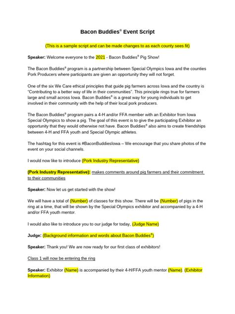 Sample Of Show Script Pdf