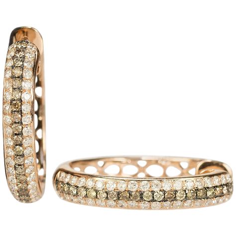 Rose Gold Diamond Hoops At 1stdibs