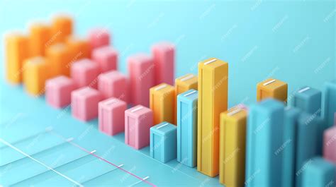 Abstract Colorful 3d Bar Graph On Blue Background Premium Ai Generated Image