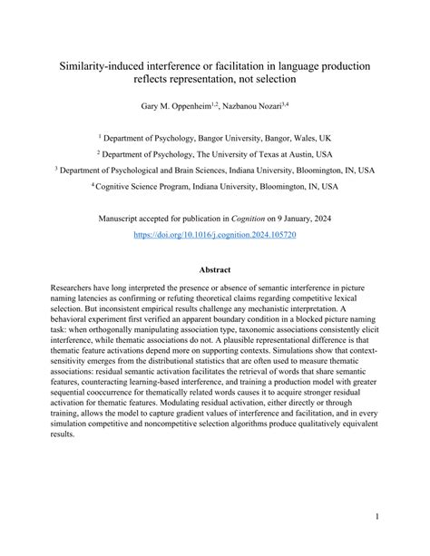 Pdf Similarity Induced Interference Or Facilitation In Language Production Reflects