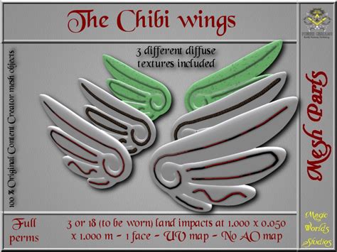 Second Life Marketplace Chibi Wings 3 Or 18 Li 2 Full Perms Meshes