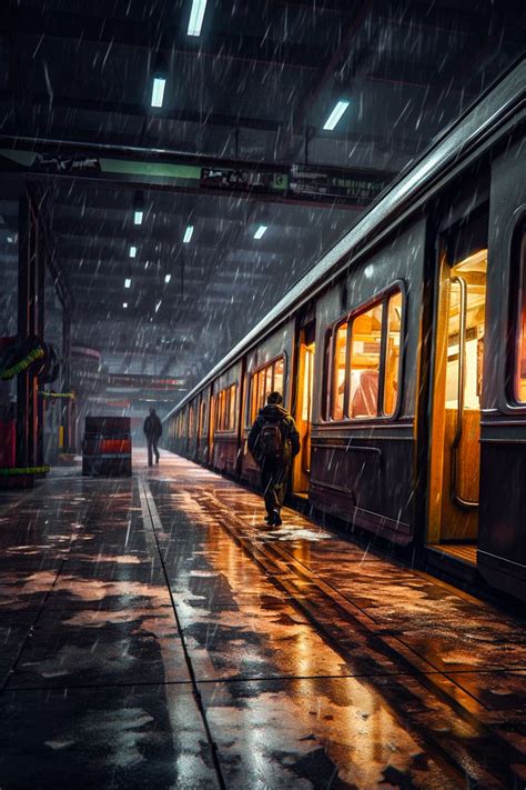 Terminal Stop Digital Artwork Train Beyond The Horizon