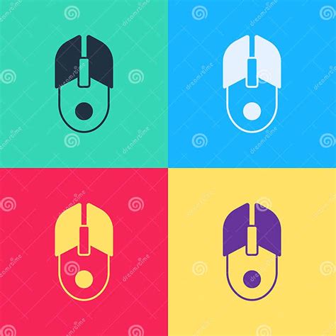 Pop Art Computer Mouse Icon Isolated On Color Background Optical With Wheel Symbol Stock Vector