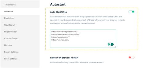 Add Wildcard URLs Auto Refresh Plus