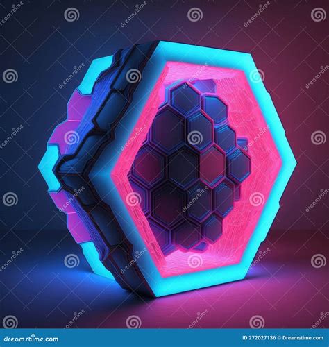 Overlapped Lightning Neon Magical Hexagon Effecting On Black Background