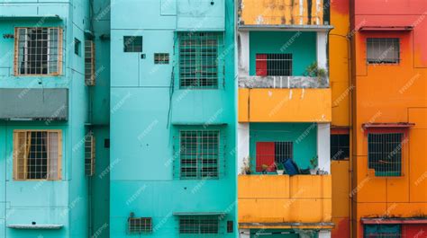 Vivid Colorful Building Facade Colored Architecture Modern Cheerful