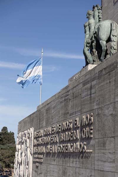 View Of The Argentinian Flag With Part Of The Monument Of The Flag In