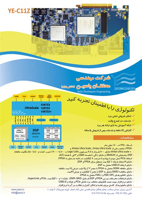 مشخصات محصول برد پردازشی ابر پردازشگر Fpga Ultrascale التراسکیل بدون Dsp مدل Ye C11z Ik1152