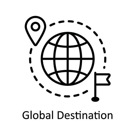 Global Destination Vector Outline Icon Design Illustration Map And Navigation Symbol On White