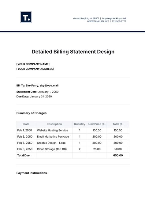 Free Fee Statement Template To Edit Online