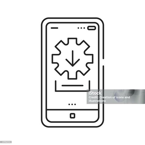 설치 프로그램 검은 색 선 아이콘입니다 제품을 안전하고 안전하게 설치 업데이트 및 구성하기 위한 도구입니다 웹 페이지 모바일