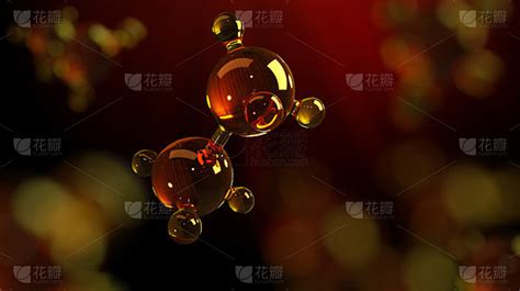 玻璃分子模型的3d渲染图。分子的石油。结构模型电机油或气的概念