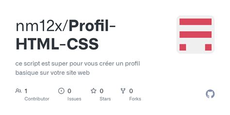 Github Nm12xprofil Html Css Ce Script Est Super Pour Vous Créer Un Profil Basique Sur Votre
