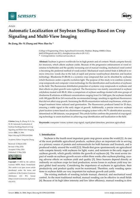 Pdf Automatic Localization Of Soybean Seedlings Based On Crop Signaling And Multi View Imaging