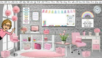 Bitmoji Classroom PINK February March Spring Virtual Editable Google Slides