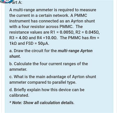 Solved Part A A Multi Range Ammeter Is Required To Measure Solved Part A A Multi Range Ammeter Is Required To Measure