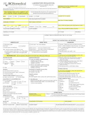 Fillable Online LABORATORY REQUISITION BC Biomedical Fax Email Print PdfFiller