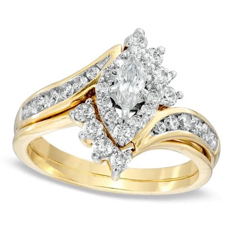 10 Marquise Natural Diamond Tri Sides Bypass Engagement Ring 14k Gold