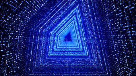 abstract dynamic wireframe tunnel on blue background futuristic 3d portal futuristic particle