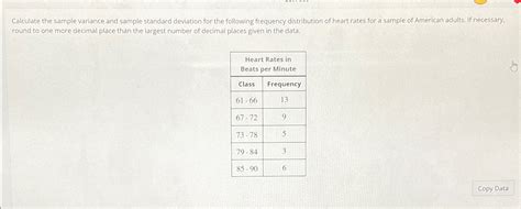 solved calculate the sample variance and sample standard