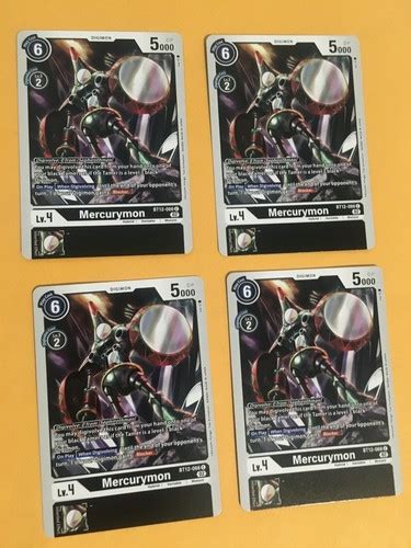 4x Mercurymon Bt12 066 C Playset Digimon Ccg Across Time Near Mint