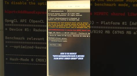 How To Fix Hashcat “hiprtcaddnameexpression Is Missing From Hiprtc