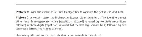 Solved 2 Problem 6 Trace The Execution Of Euclids