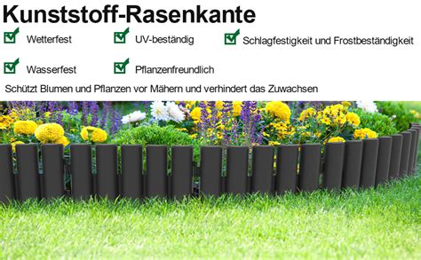 Randaco Rasenkante Kunststoff Holzoptik 28m Beeteinfassung Mähkante