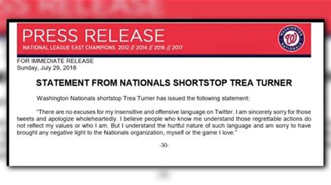 Nationals Player Trea Turner Apologizes For Offensive Tweets