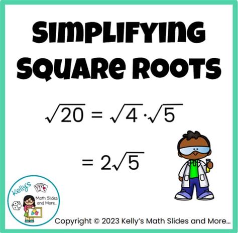 square roots simplifying digital and printable tpt
