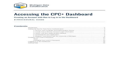 Pdf Accessing The Cpc Dashboard Michigan Data … Accessing The