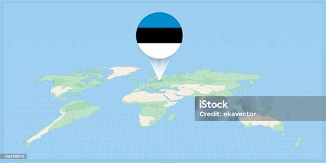 에스토니아 국기 핀으로 표시된 세계지도에서 에스토니아의 위치 0명에 대한 스톡 벡터 아트 및 기타 이미지 0명 기 땅 Istock