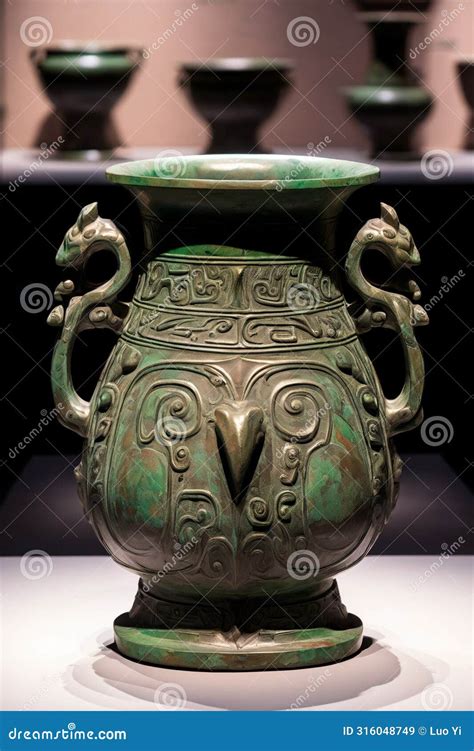 Exquisite Ancient Chinese Bronze Vessel Stock Illustration