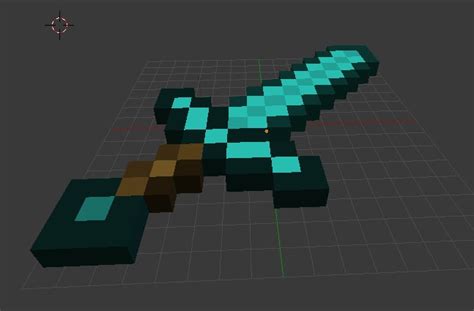 3d Model Of Minecraft Sword Diamond