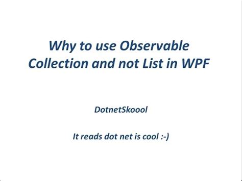 List Vs ObservableCollection In WPF YouTube