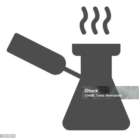 커피 터크 솔리드 아이콘입니다 흰색 배경에 에스프레소 기호 글리프 스타일의 그림을 양조터키어 구리 냄비 모바일 컨셉 및 웹