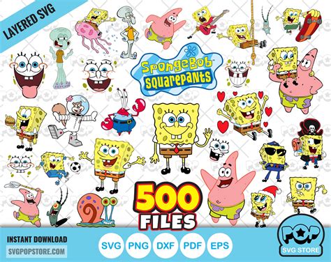 Spongebob Squarepants Big Bundle 500 Files Spongebob Svg Cut Files Fo