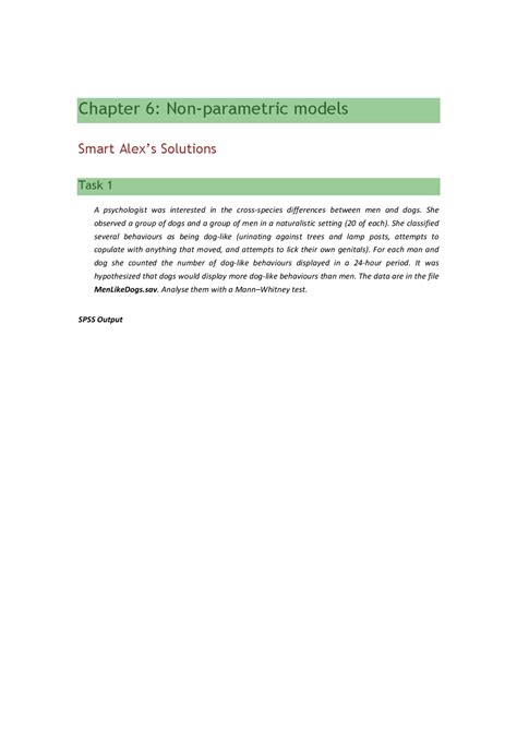 Chapter 6 Non Parametric Models Exercises Psychology Docsity