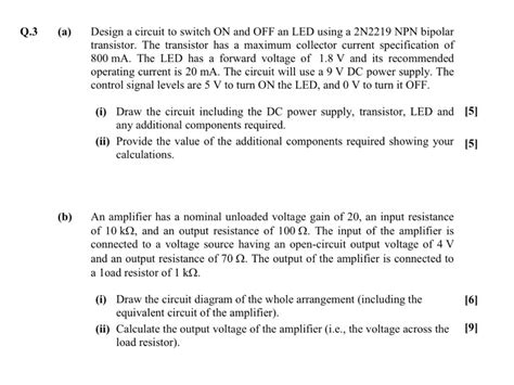 Solved Design A Circuit To Switch ON And OFF An LED Using A Chegg