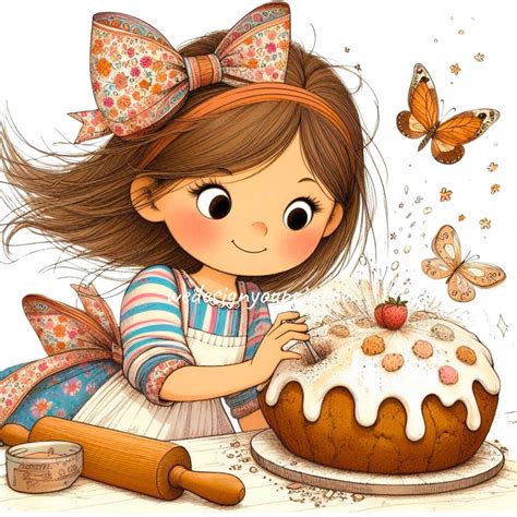10 Cute Girl Baker Baking Clipart Cute Chef Girl Colorful Kitchen