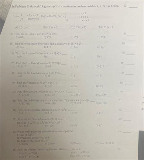 Solved In Problems 13 Through 25 Given A Pdf Of A