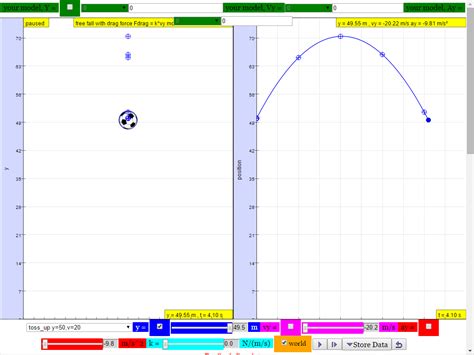 Secondary Kinematics In Y Direction Or Free Fall Javascript Html5 Applet Simulation Model Open