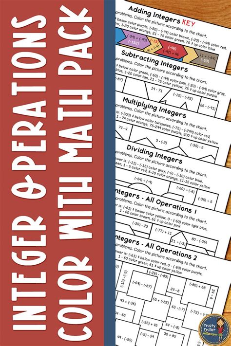 Integer Operations Math Color By Number Math Worksheets Packet No