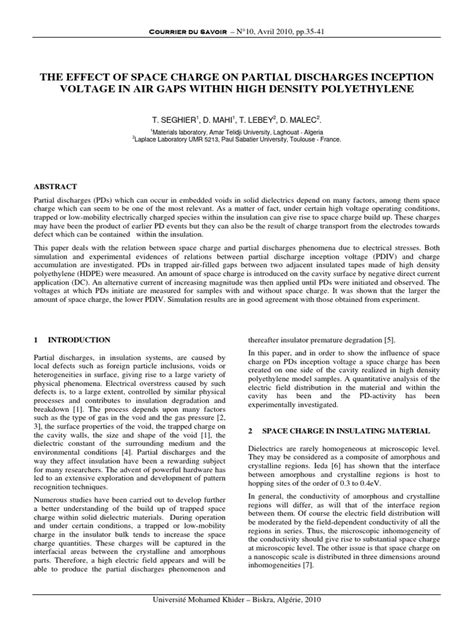 The Effect Of Space Charge On Partial Discharges Inception Voltage In Air Gaps Within High