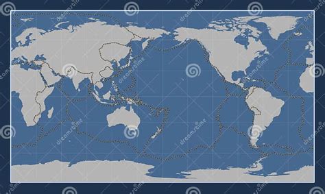 Tectonic Plate Boundaries On The World Contour Map 180 Pm Pat Stock