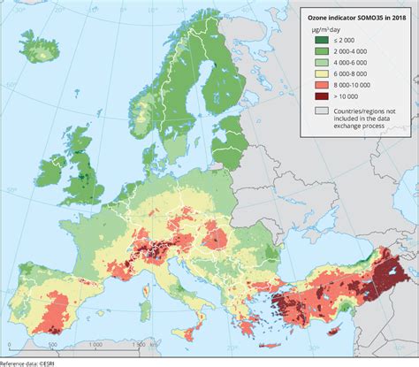 Ground Level Ozone Pollution Of Europe In 2018 While Stratospheric